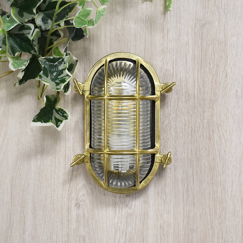 Westport Coastal Board Outdoor Flush Wall Light - Brass - Lighting-Direct