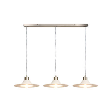 Khudi & Khora Olive 3 Light Ceramic Bar Ceiling Pendant Light - Satin ...